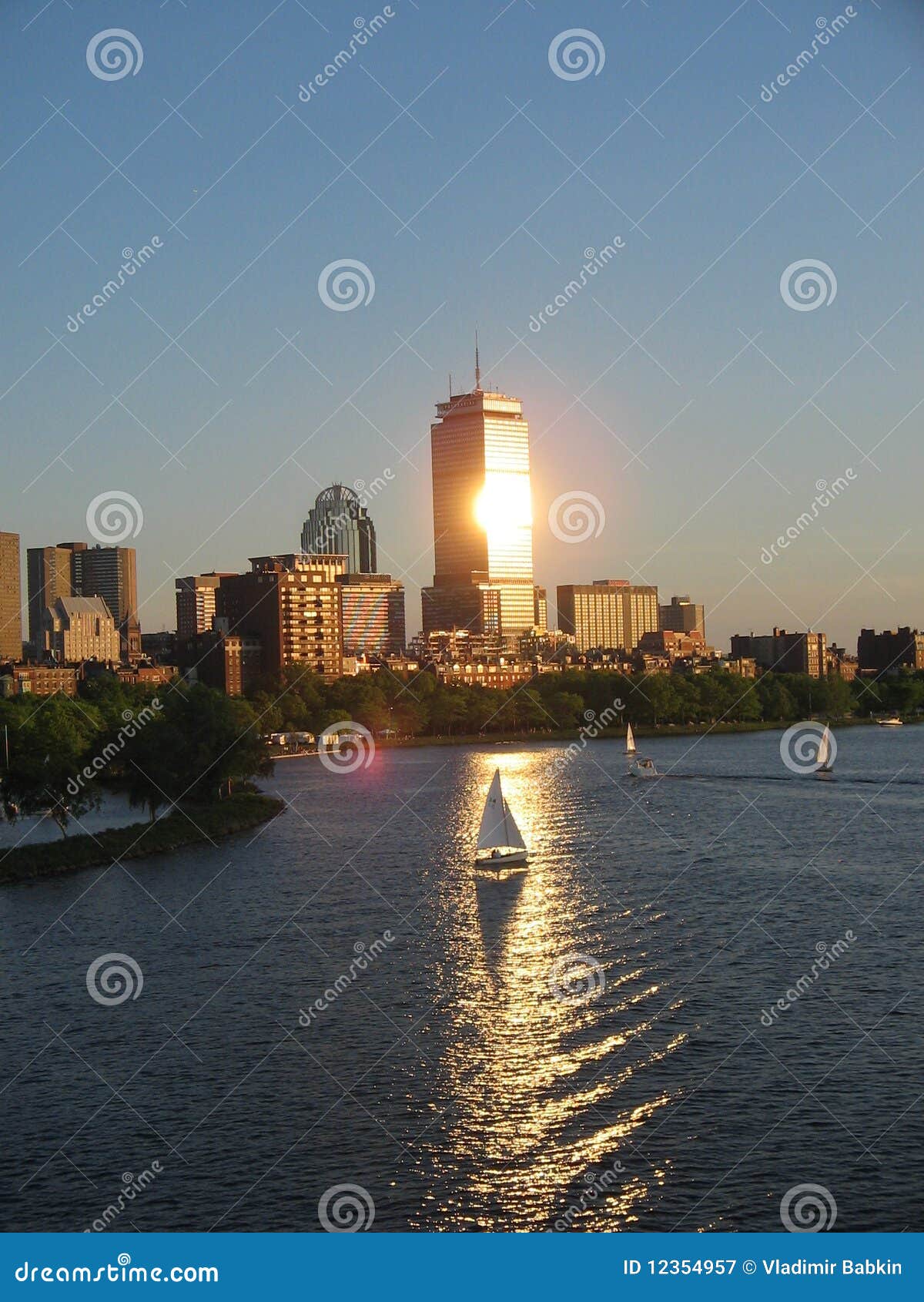 Downtown Boston Riverfront stock image. Image of prudential - 12354957