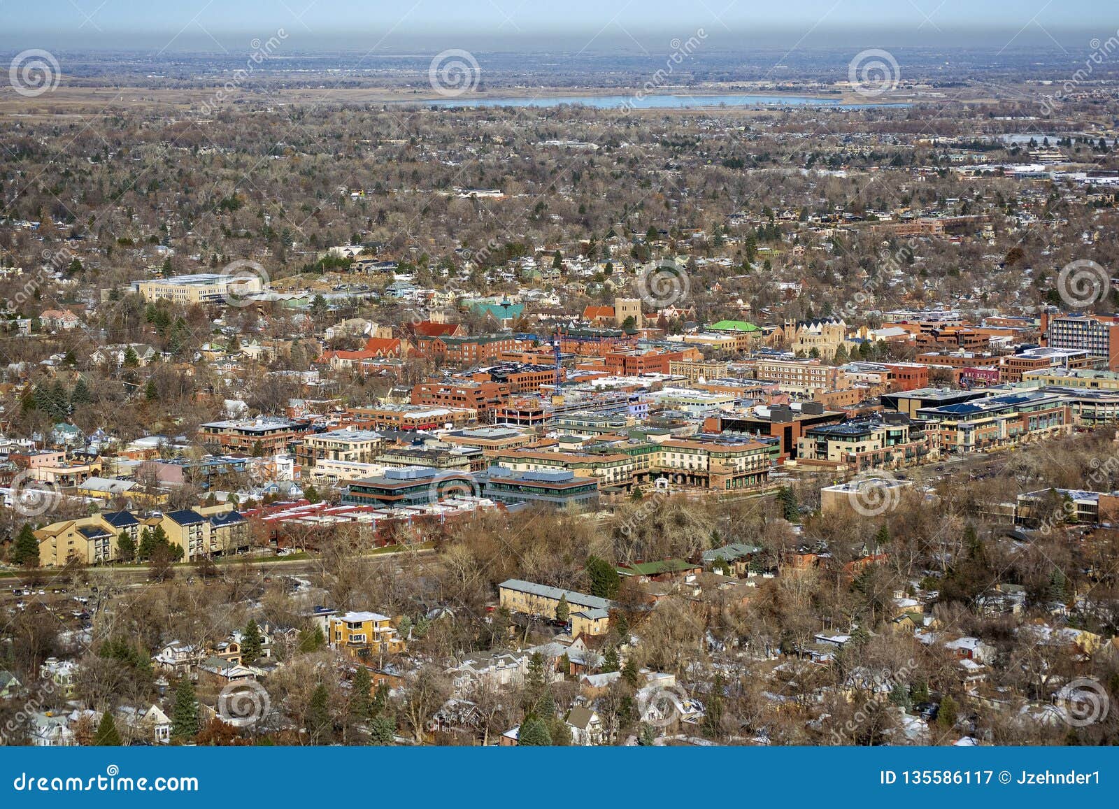 Downtown Boulder, Colorado with Boulder Reservoir in the Background ...