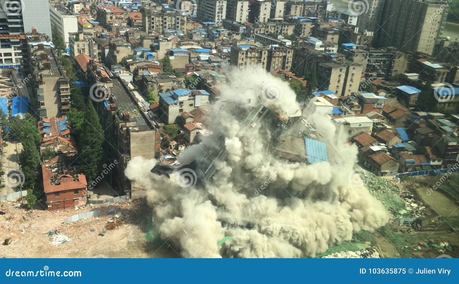 Downtown Building Demolition by Implosion Stock Image - Image of power ...