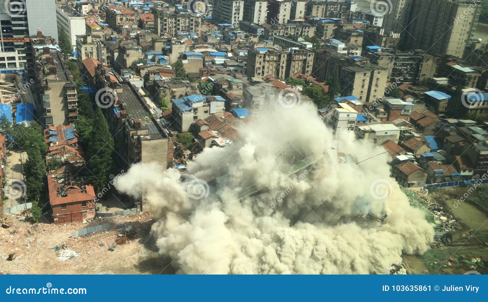 Downtown Building Demolition by Implosion Stock Image - Image of bomb ...