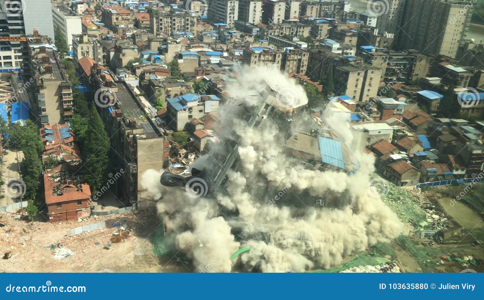 Downtown Building Demolition by Implosion Stock Photo - Image of ...