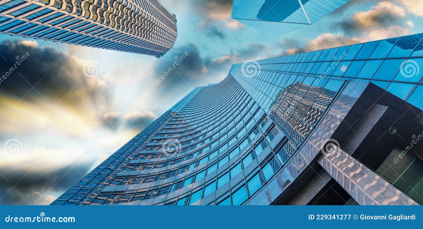 Downtown Buildings, Skyward View Stock Image - Image of office, glass ...