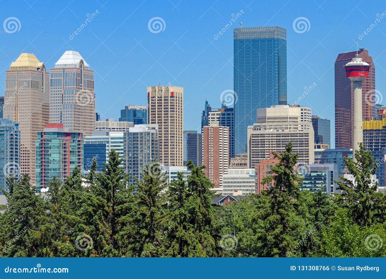 Downtown Calgary in Alberta Canada with a Blue Sky Editorial Photo ...