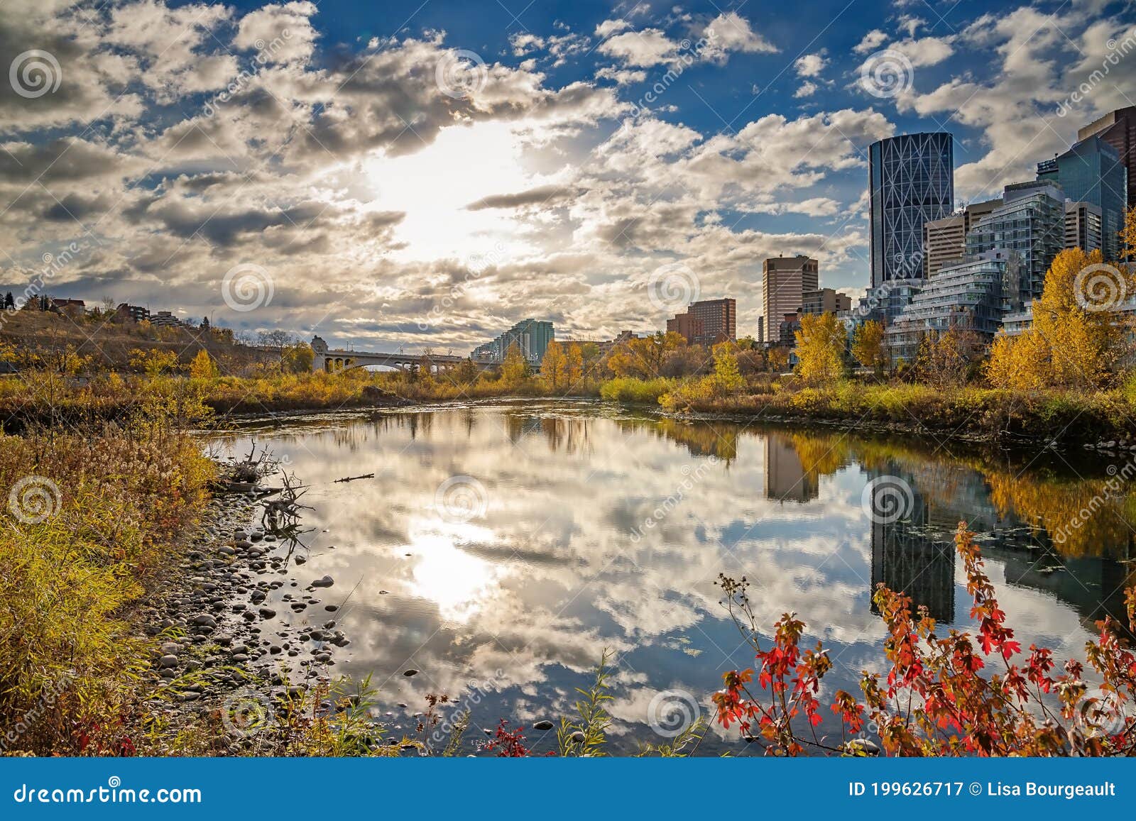 Downtown Calgary Views from an Autumn Park Stock Image - Image of ...