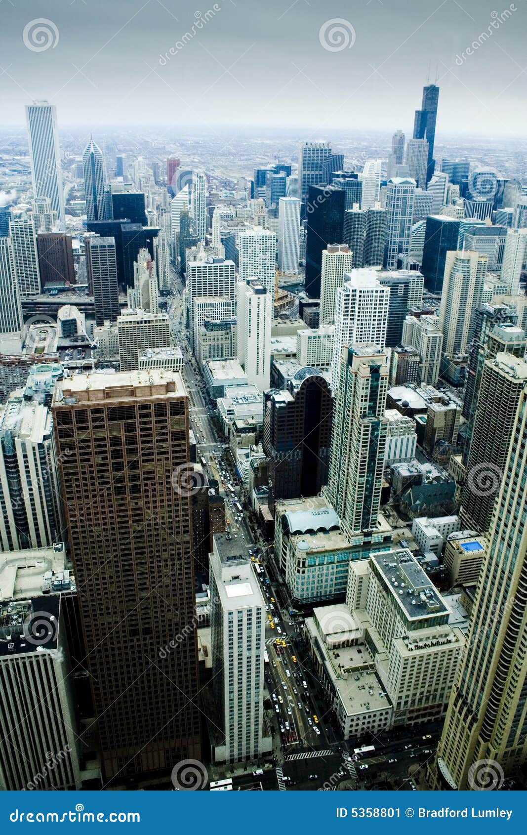 Downtown Chicago from 92 Stories - Vertical Stock Image - Image of ...