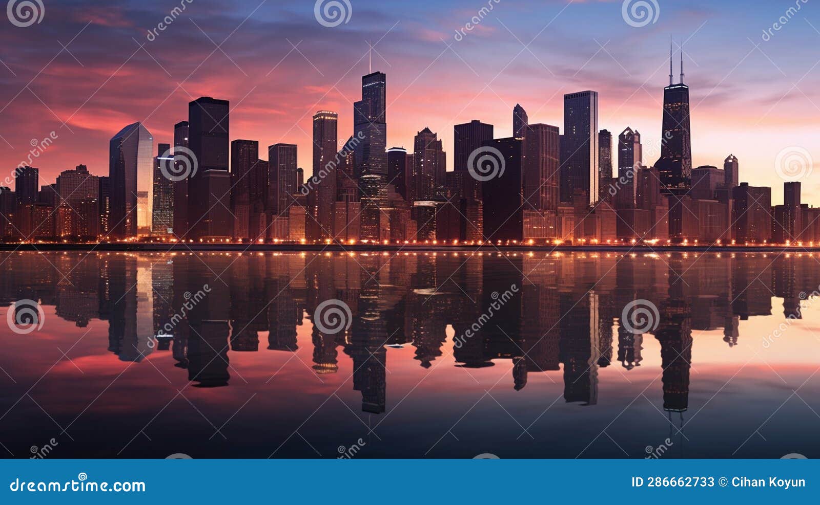 Downtown Chicago Skyline Scene Stock Illustration Illustration Of Background Blue 286662733
