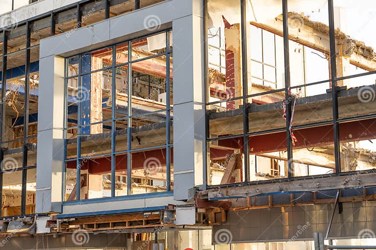 Downtown City Building in State of Partial Demolition Stock Image ...