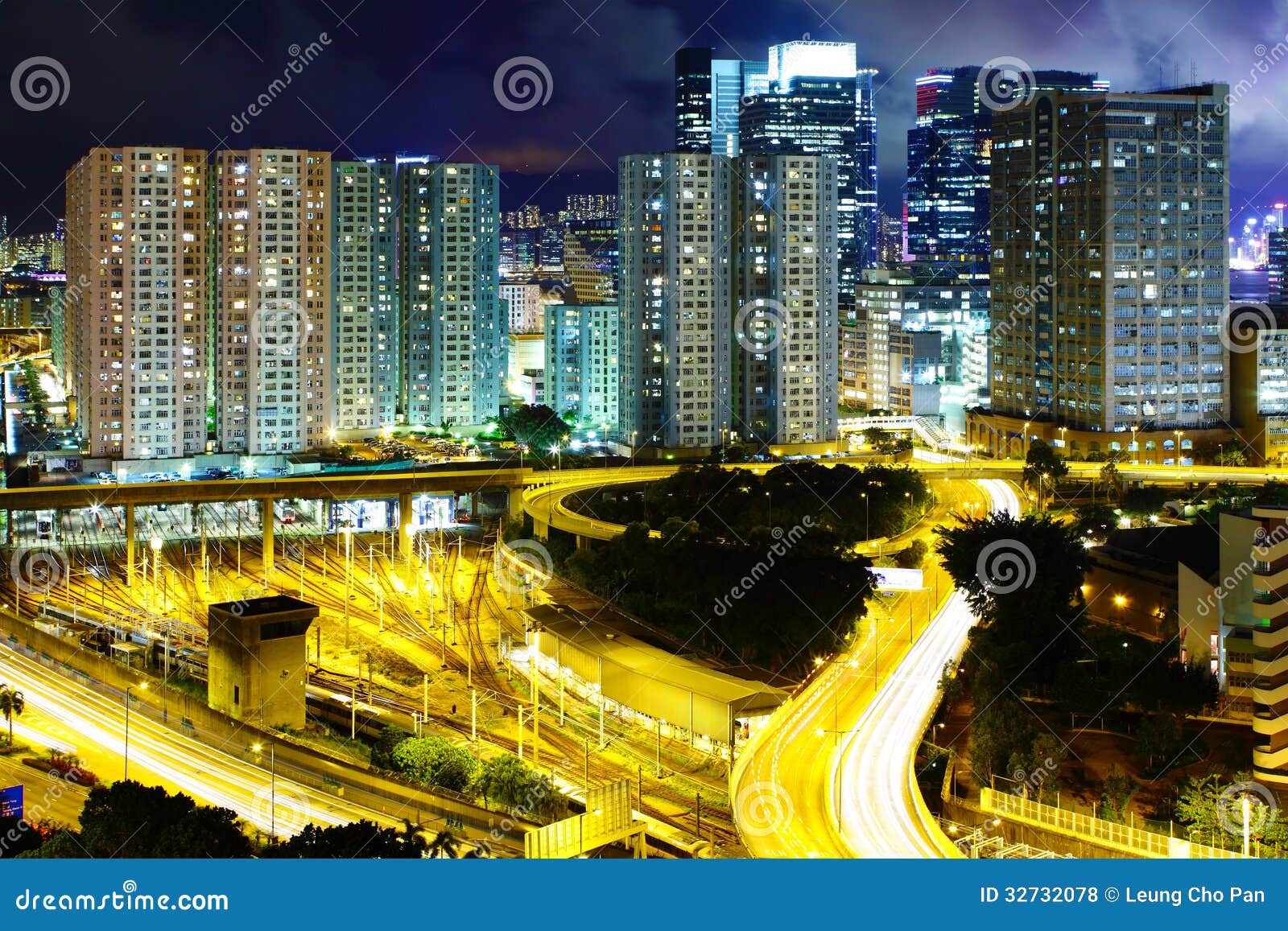 Downtown city at night stock photo. Image of building - 32732078
