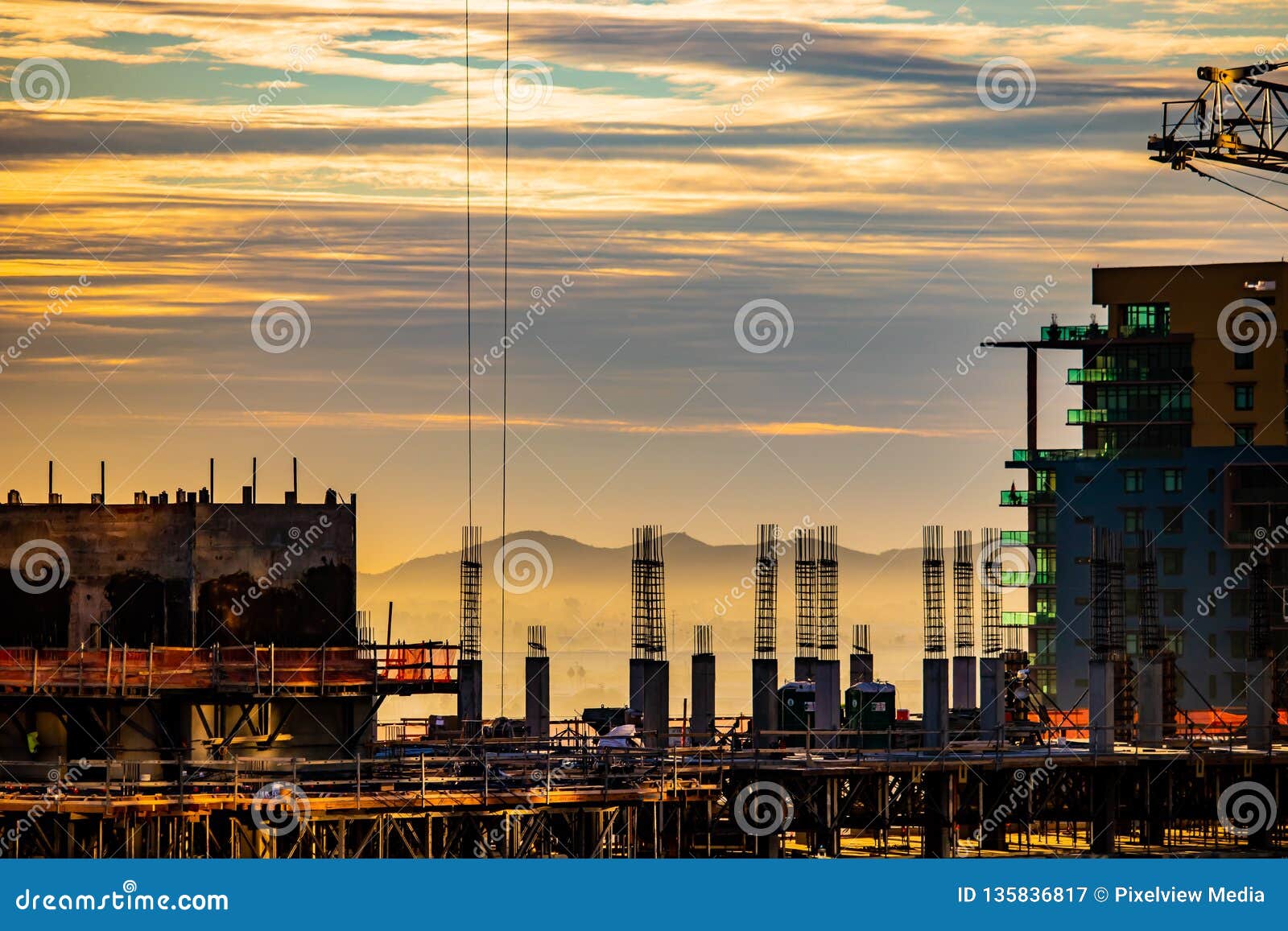 Downtown Phoenix Skyscraper Construction Sunrise Stock Image - Image of ...