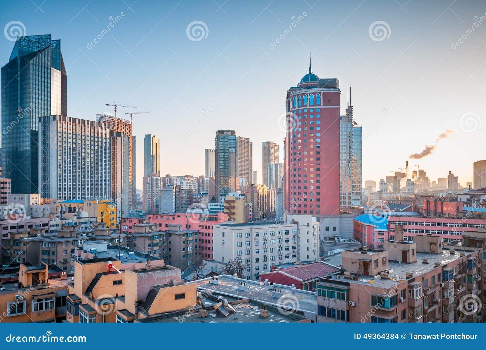 Downtown of the Dalian, China. Stock Photo - Image of morning, business ...