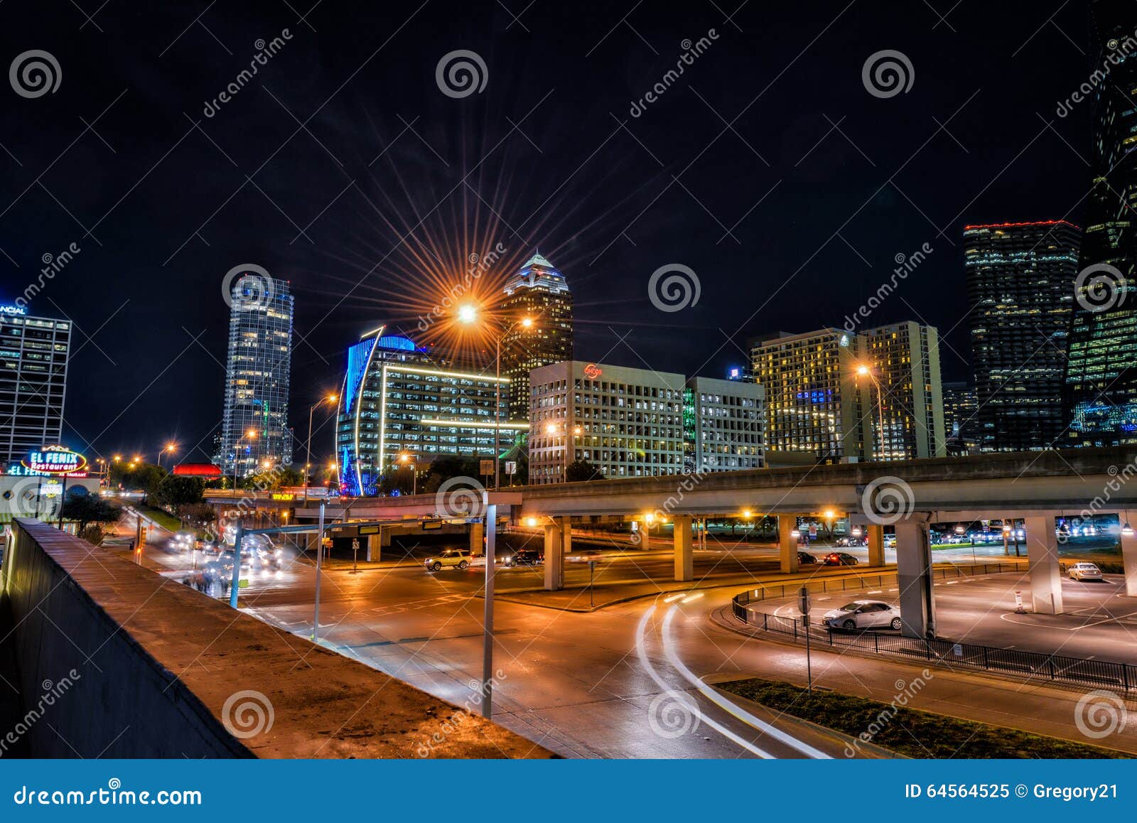 Downtown Dallas in HDR stock image. Image of place, dark - 64564525
