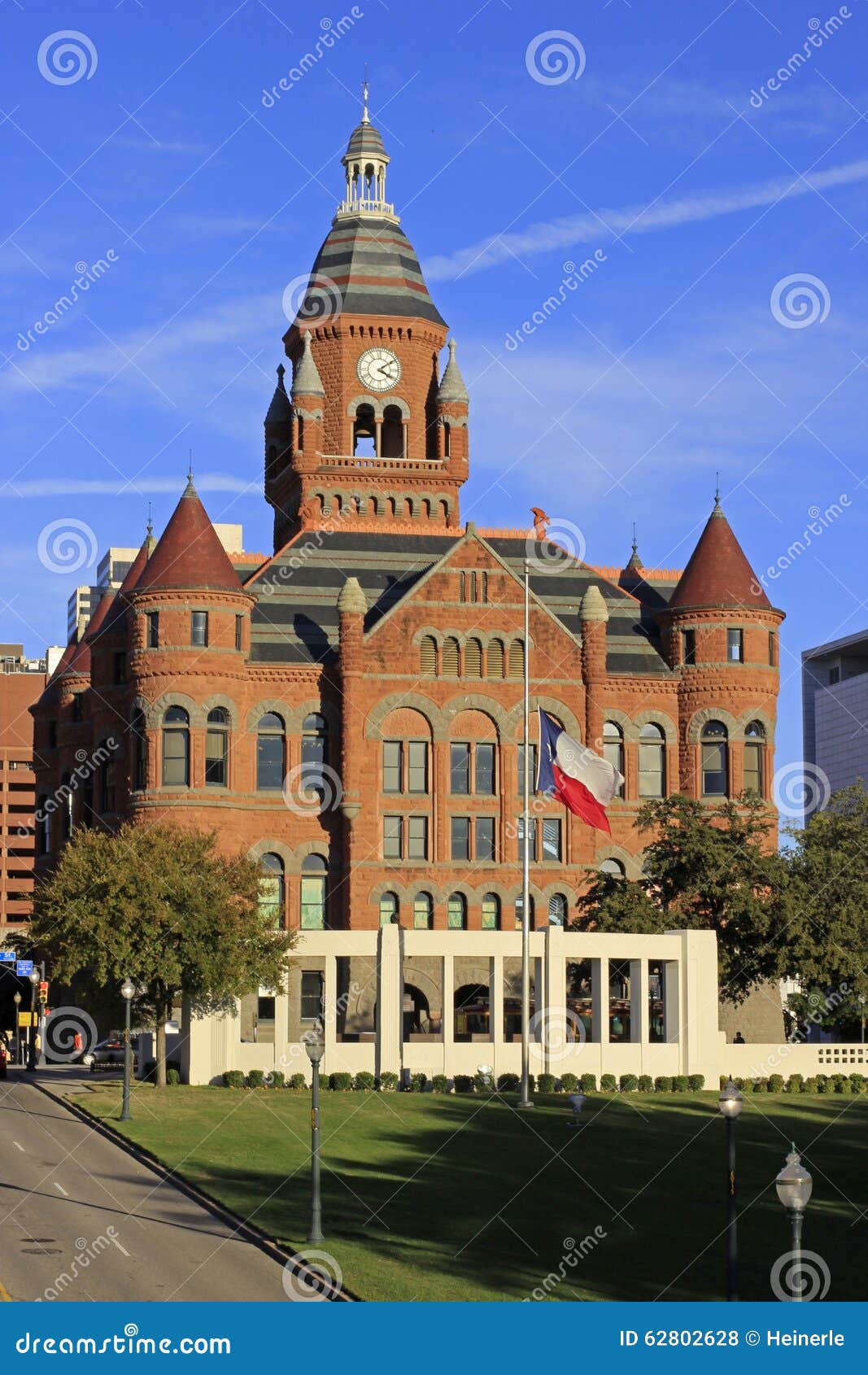 Downtown Dallas with Old Red Courthouse Museum Stock Photo - Image of ...