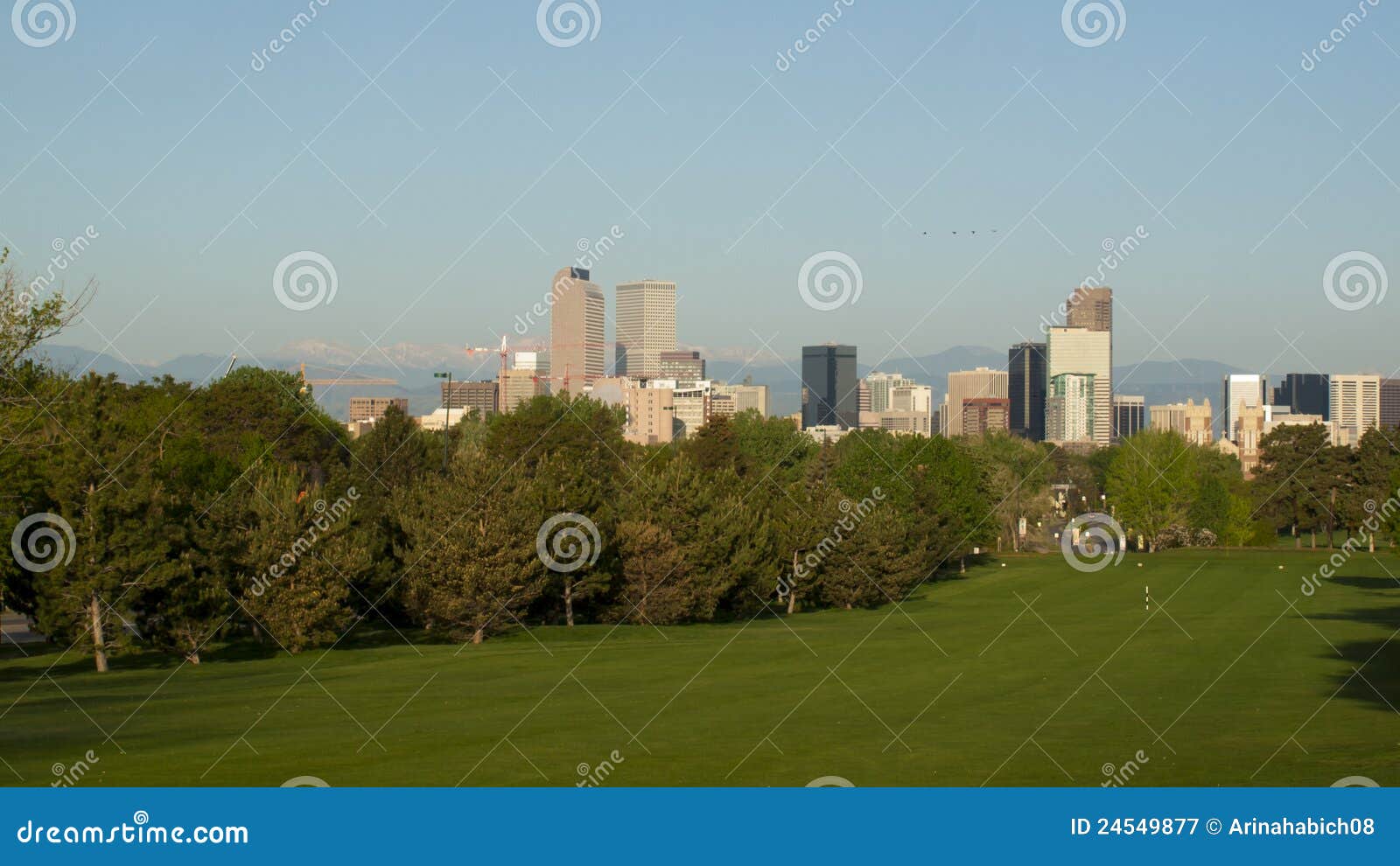 Downtown Denver stock image. Image of peaks, modern, green - 24549877