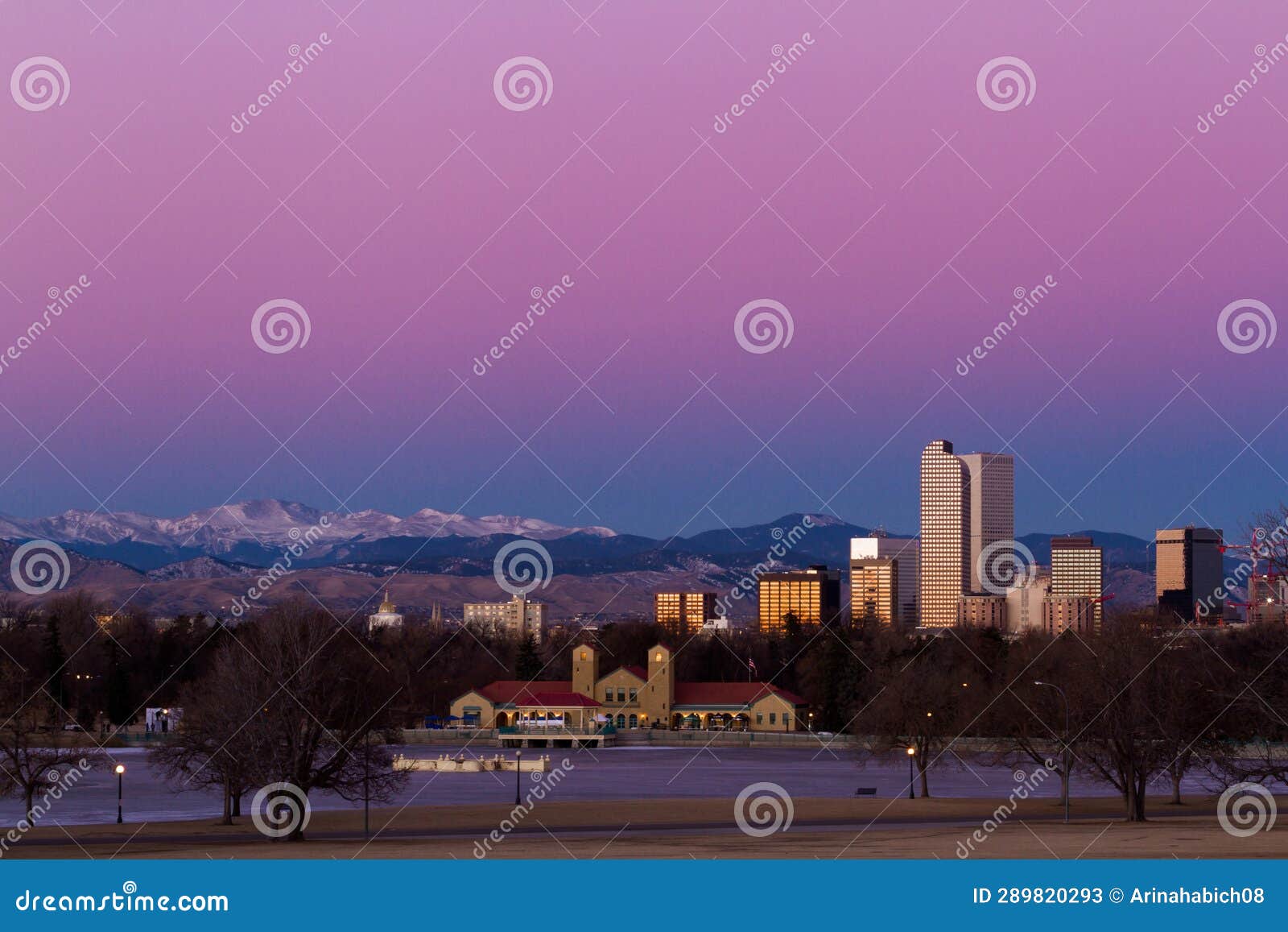 Downtown Denver stock image. Image of evans, pink, winter - 289820293