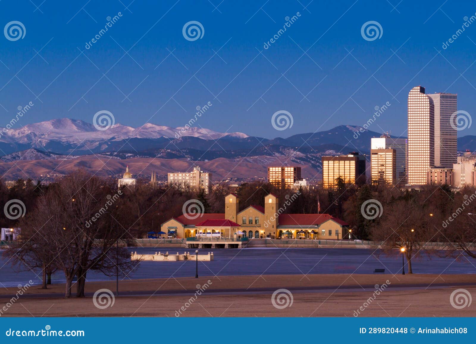 Downtown Denver stock photo. Image of city, snow, morning - 289820448