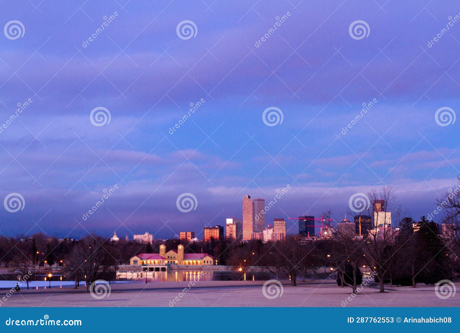Downtown Denver stock image. Image of winter, snow, blue - 287762553