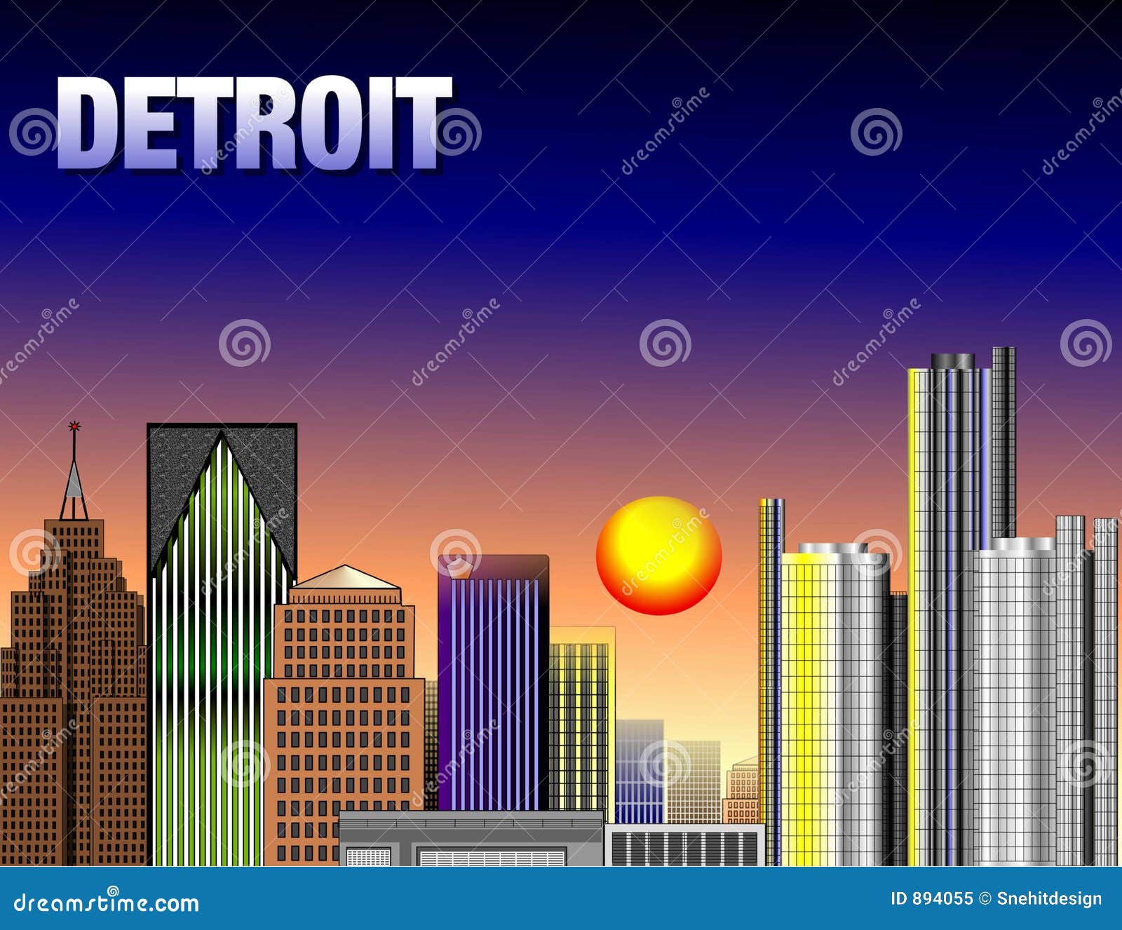 Detroit Downtown Illustration | CartoonDealer.com #908041