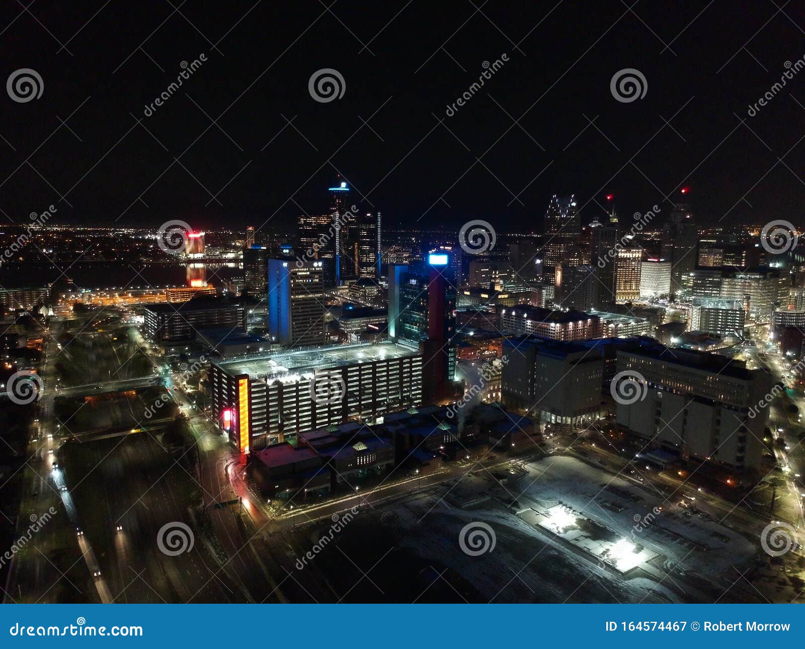 Sky View of Downtown Detroit,Mi Stock Image - Image of rencen, downtown ...