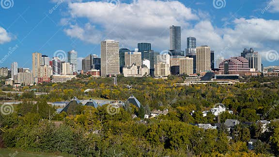 Downtown Edmonton Skyline on Sunny Day Editorial Photo - Image of blue ...