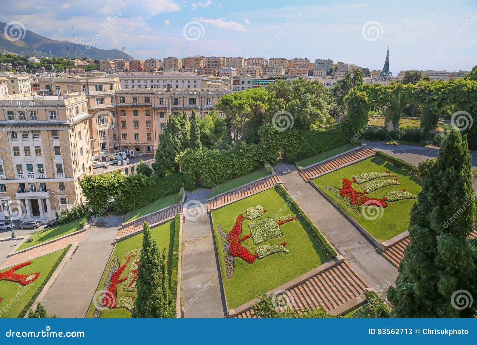 Downtown Genoa in Italy - Steps and Park Stock Image - Image of ancient ...