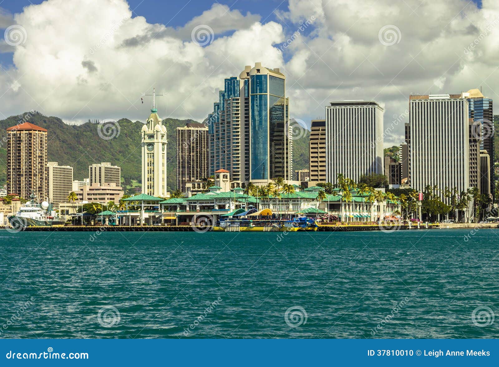 Downtown Honolulu stock photo. Image of mountain, skyscrapers - 37810010