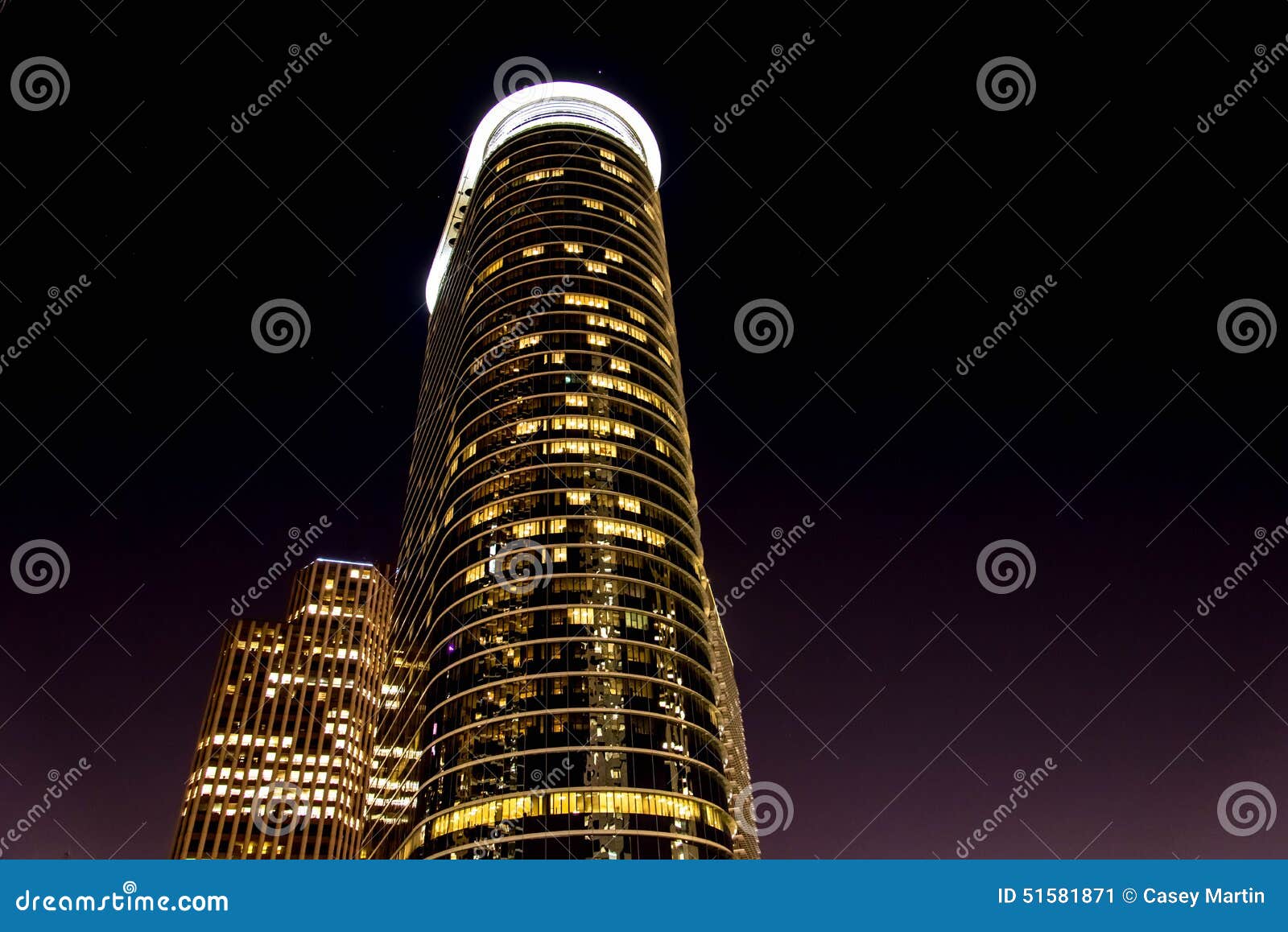 Downtown Houston Buildings at Night Stock Image - Image of office ...