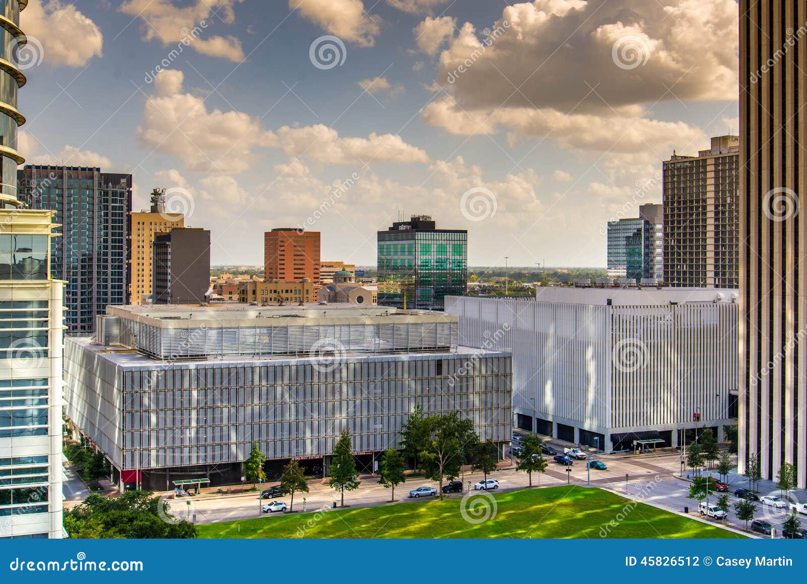 Downtown Houston Highrise Buildings Stock Photo - Image of city, glass ...