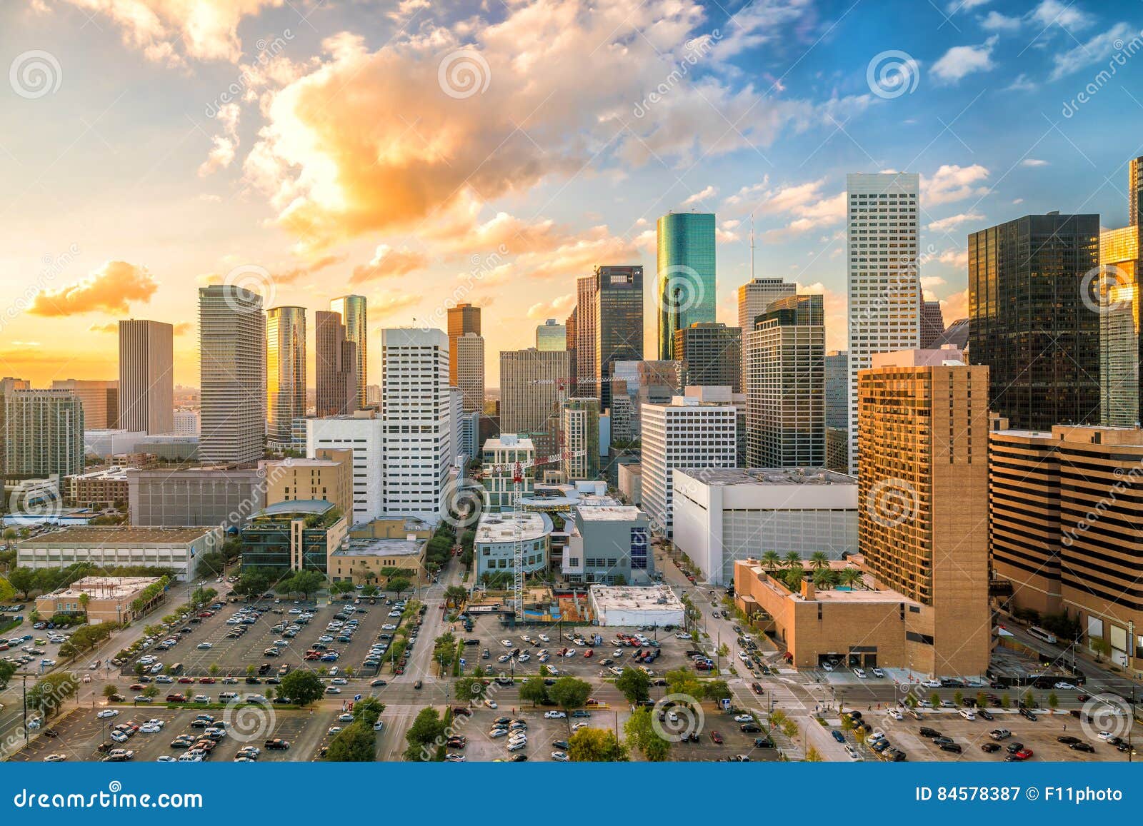 Downtown Houston skyline stock image. Image of rises - 84578387