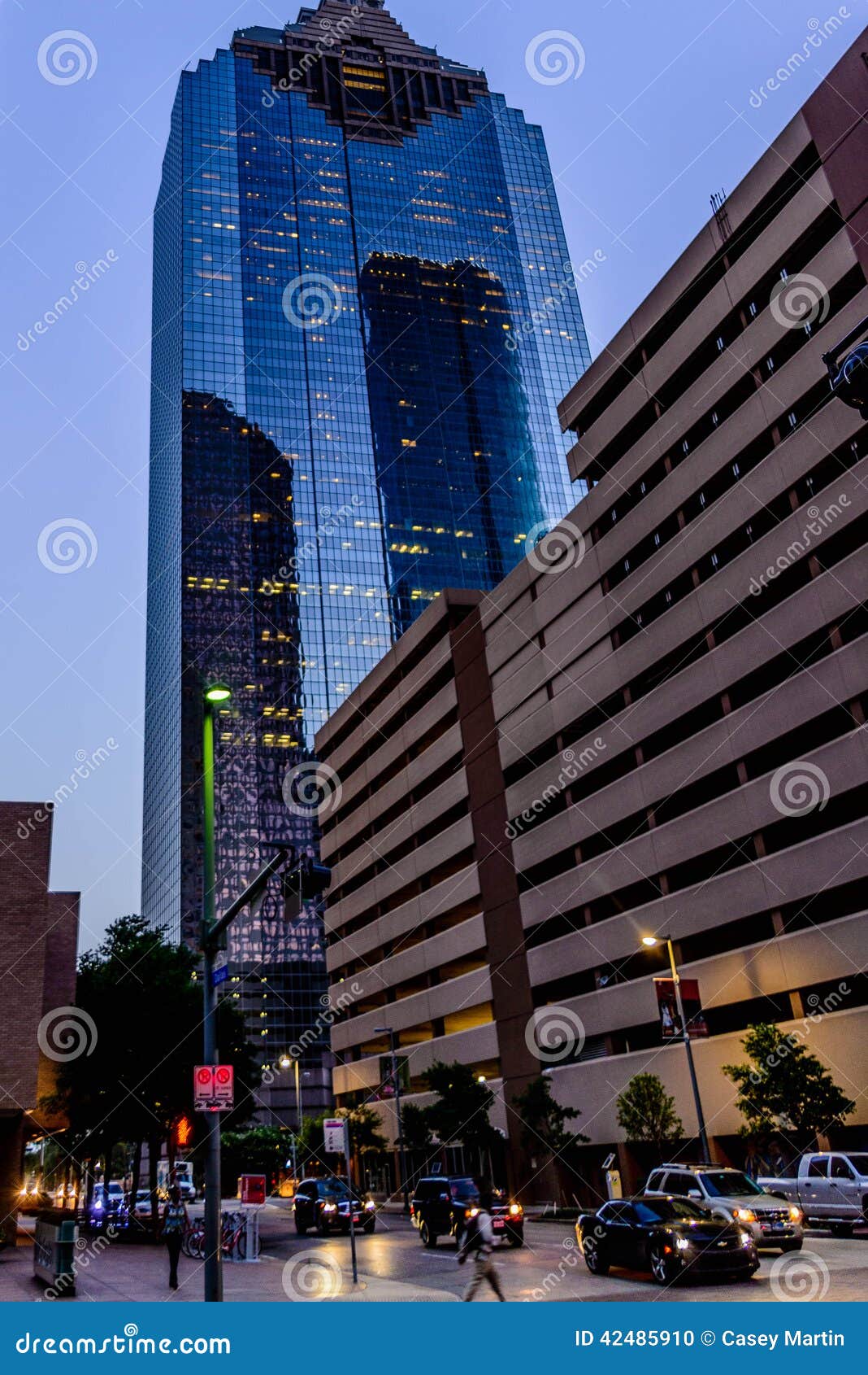 Downtown Houston Streetscape Stock Photo - Image of hotel, population ...