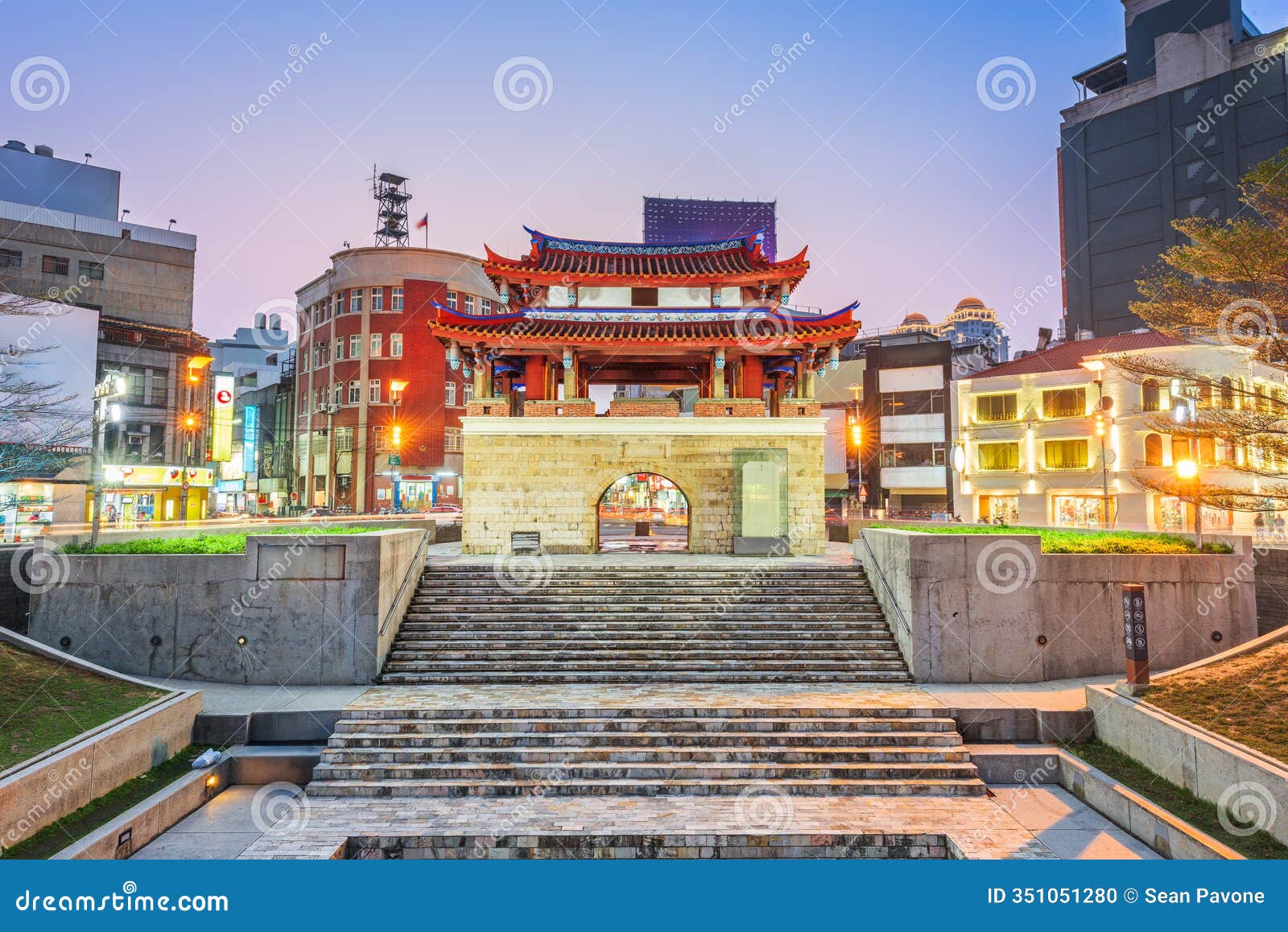 Downtown Hsinchu, Taiwan Cityscape with the Eastern Gate Stock Photo ...
