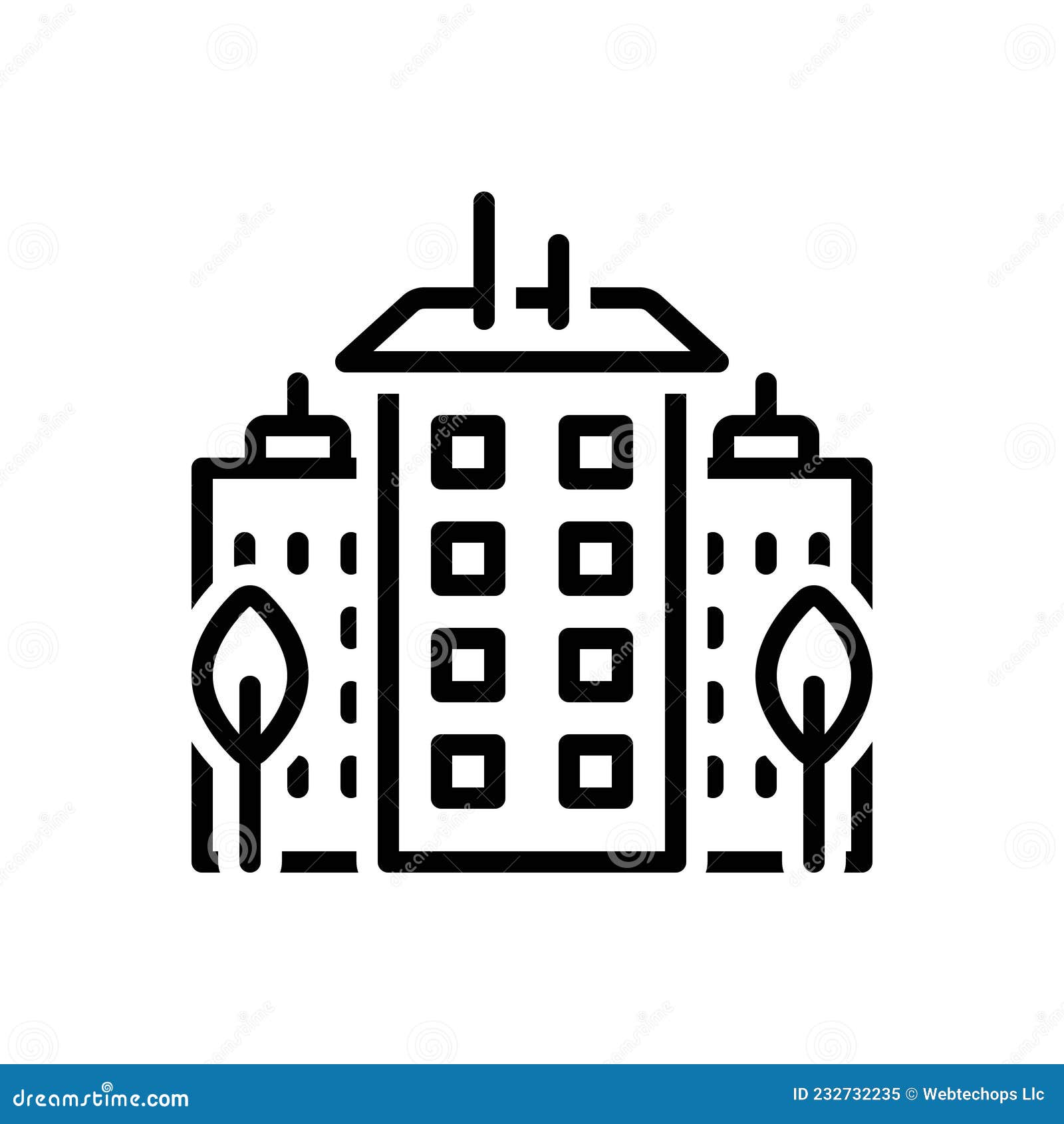 Black Line Icon for Downtown, Center and City Stock Vector ...