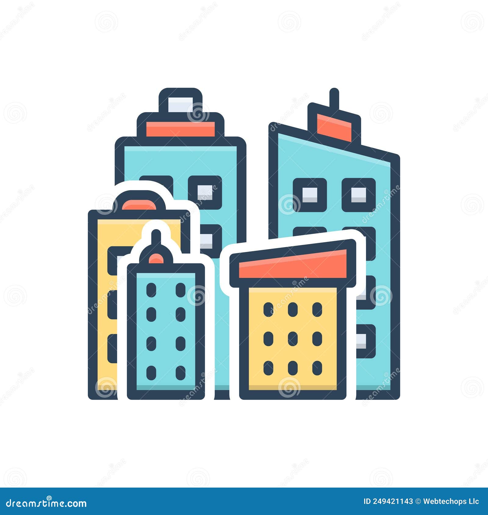 Color Illustration Icon for Downtown, Apartment and Architecture Stock ...