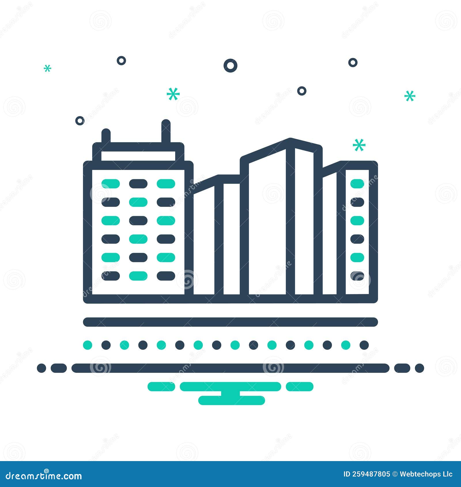 Mix Icon for Downtown, City and Midtown Stock Vector - Illustration of ...