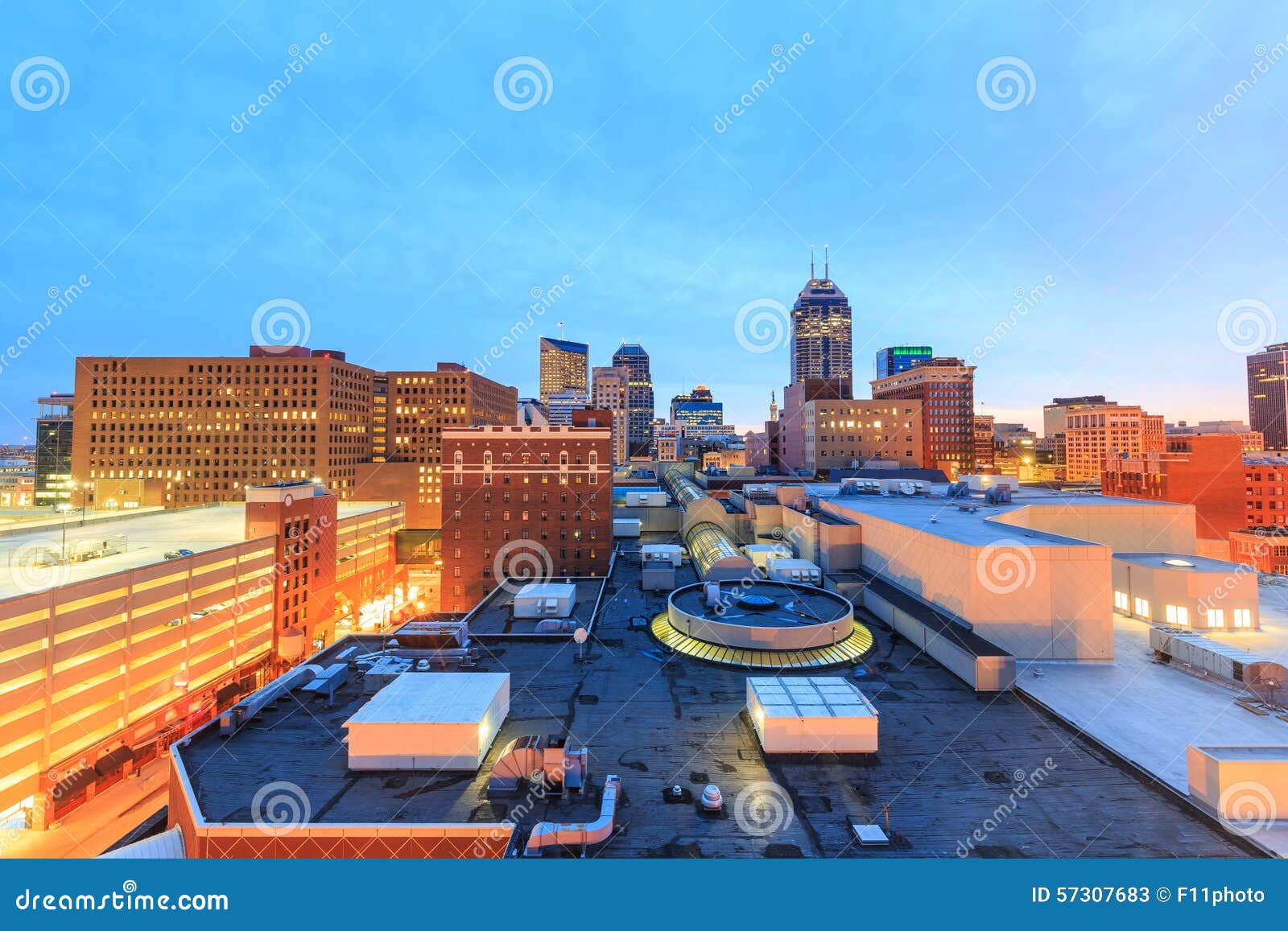 Downtown Indianapolis Skyline Stock Image - Image of view, reflection ...
