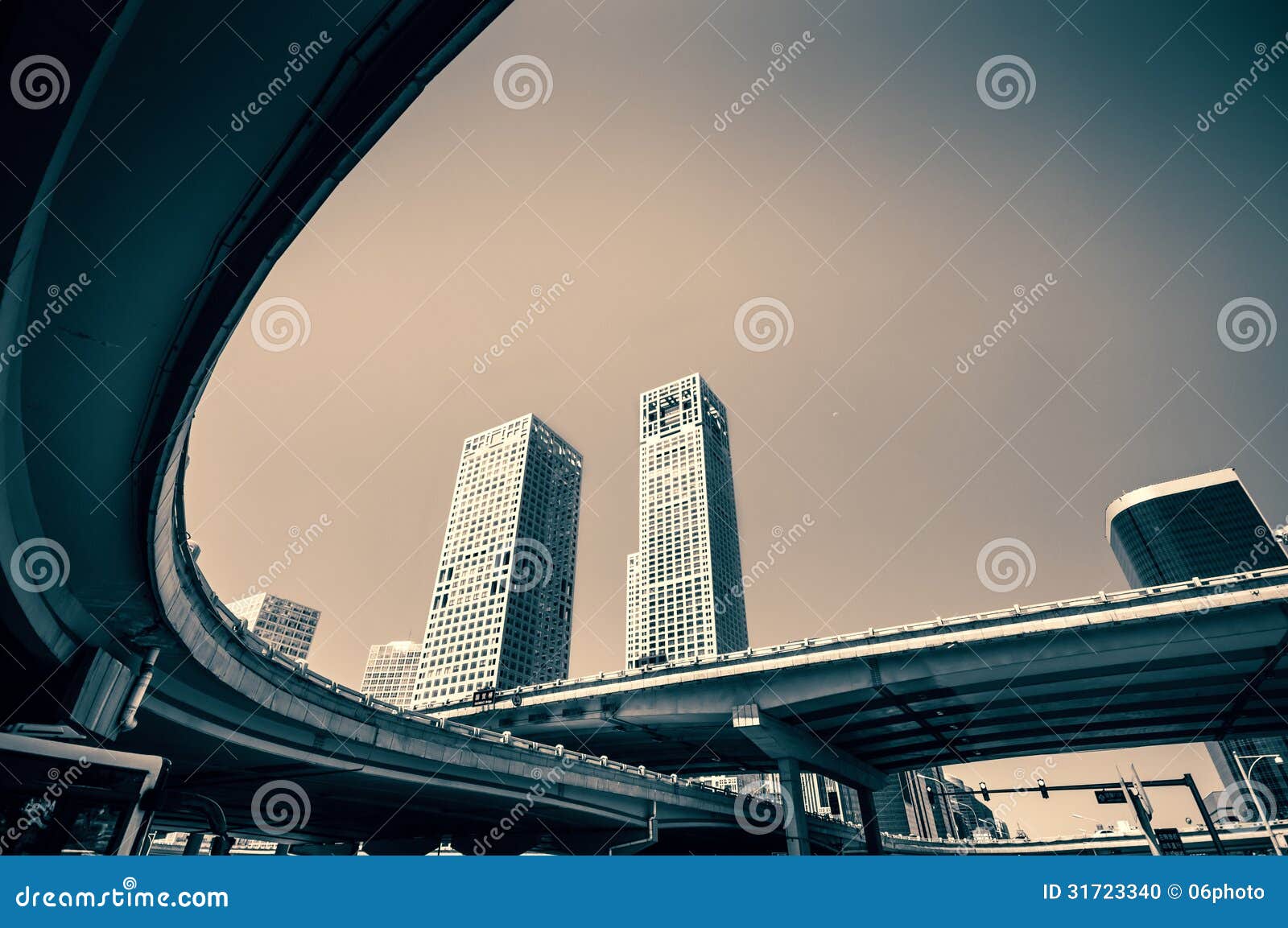 Downtown intersection stock photo. Image of overpass - 31723340
