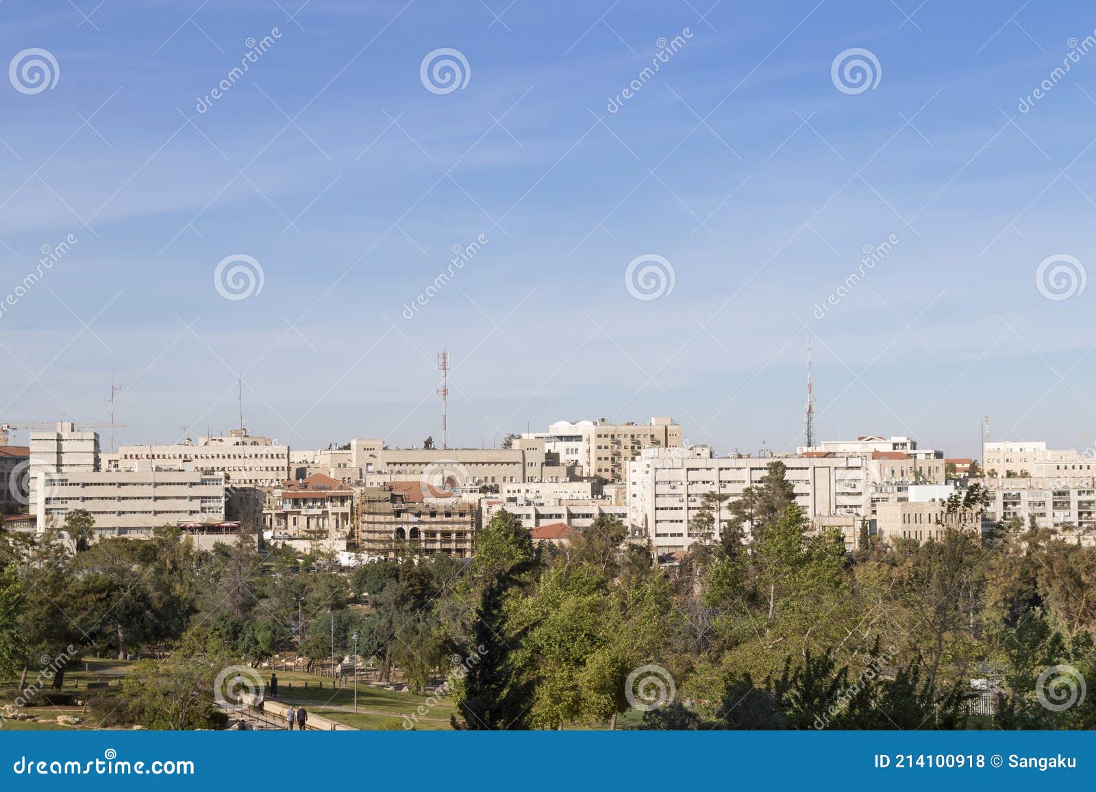 Downtown Jerusalem stock photo. Image of cityscape, center - 214100918