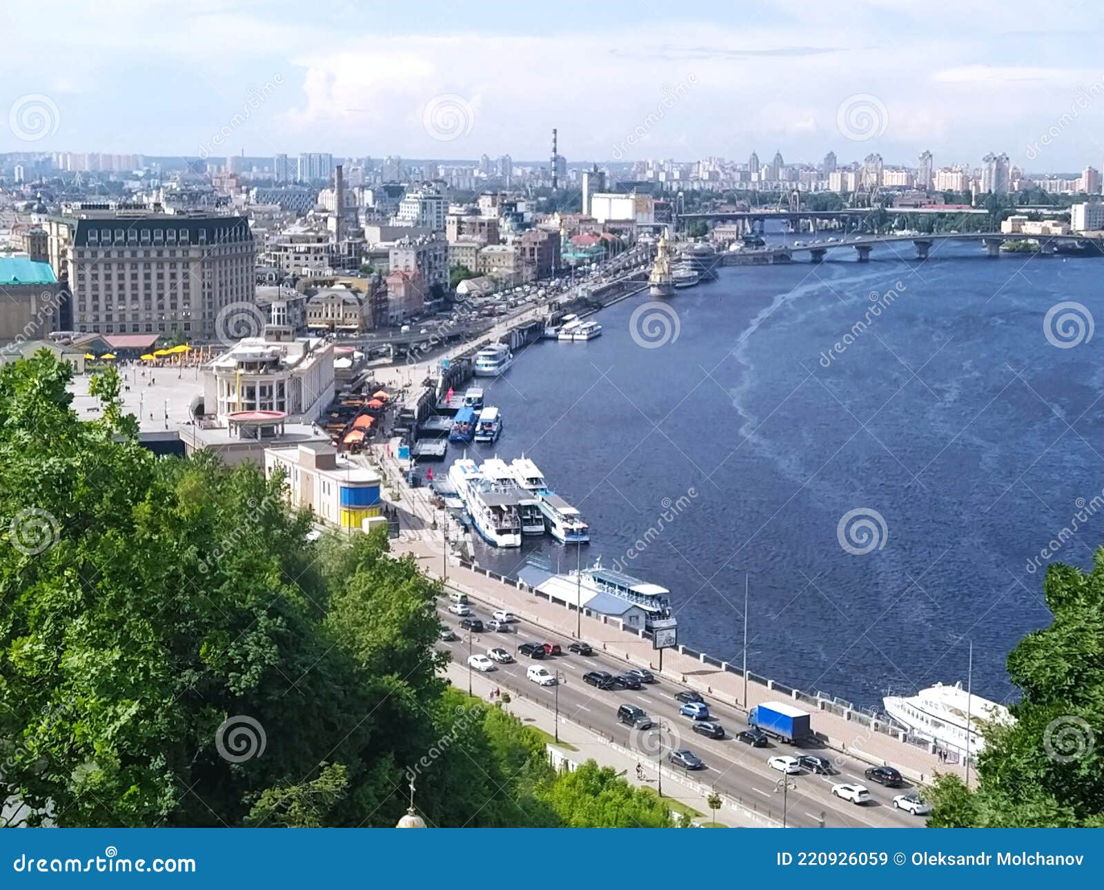 Downtown Kyiv View of the Dnieper River in Ukraine Stock Image - Image ...