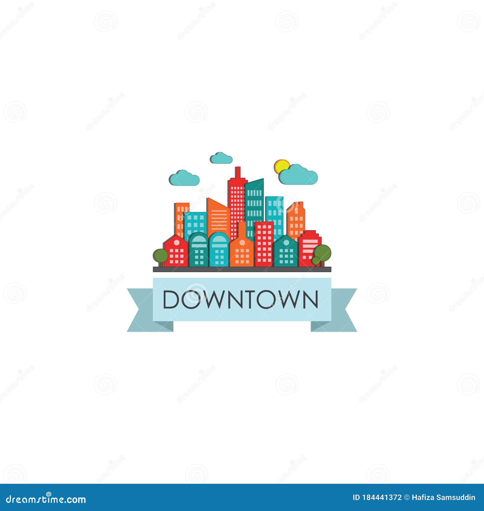 Downtown Label. Vector Illustration Decorative Background Design Stock ...
