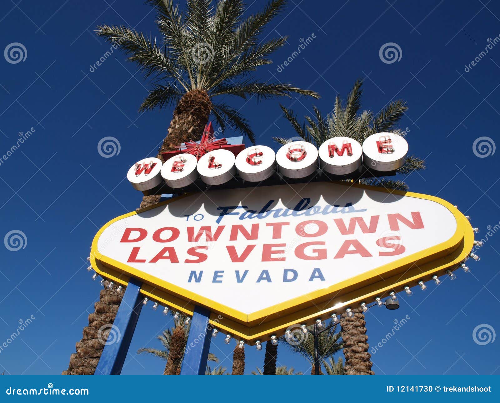 Downtown Las Vegas Welcome Sign Stock Photo - Image of nevada, tourism ...