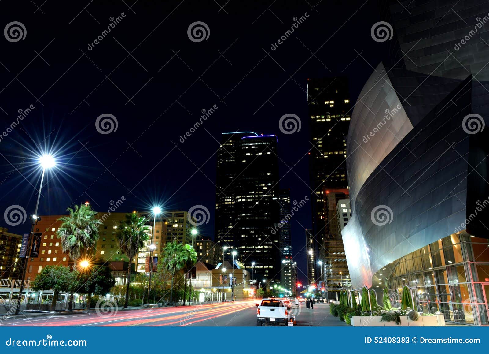 Downtown Los Angeles by Night Editorial Stock Photo - Image of urban ...