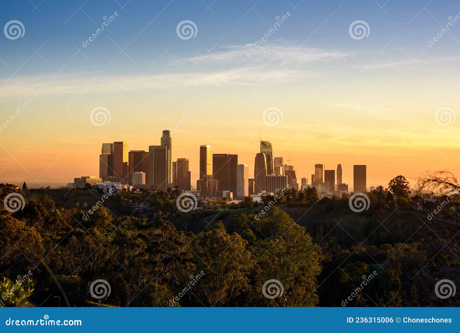 Los Angeles at sunset stock photo. Image of landscape - 236315006