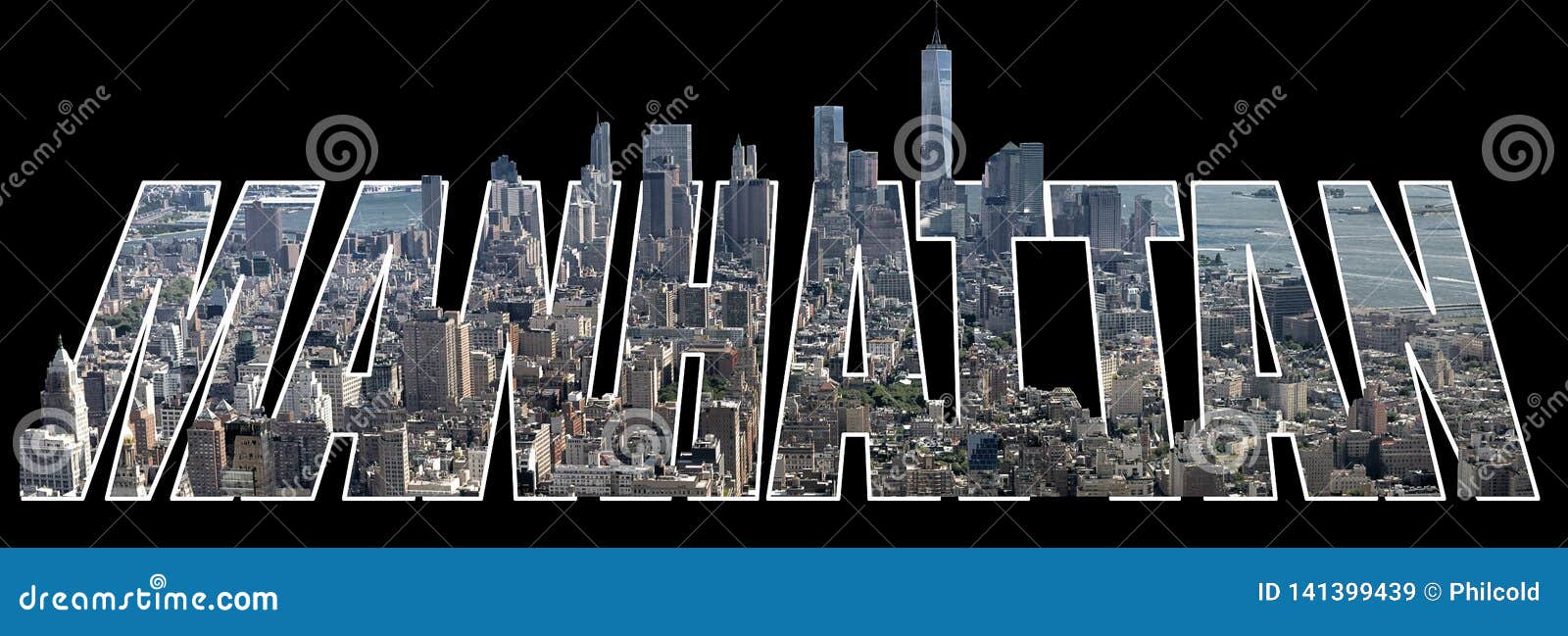 Manhattan. Red Letters With Luminous Glowing Lightbulbs. Vector ...
