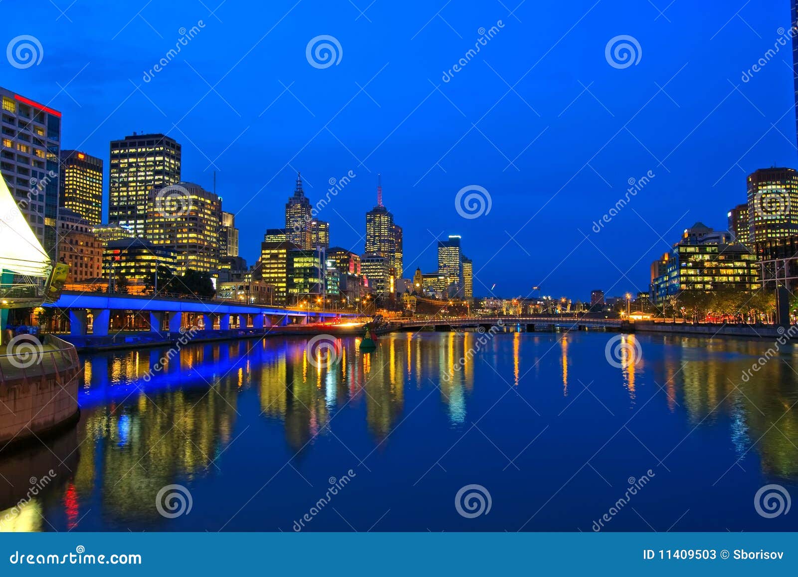 Downtown of Melbourne stock image. Image of illumination - 11409503