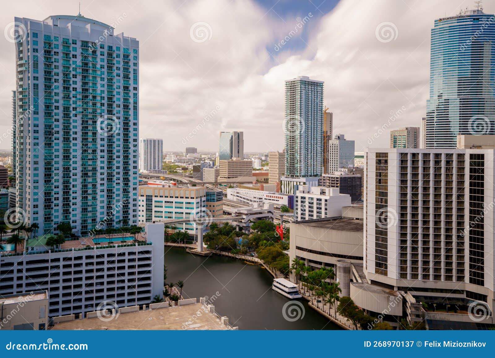 Downtown Miami Buildings Surrounding the Miami River Stock Image ...