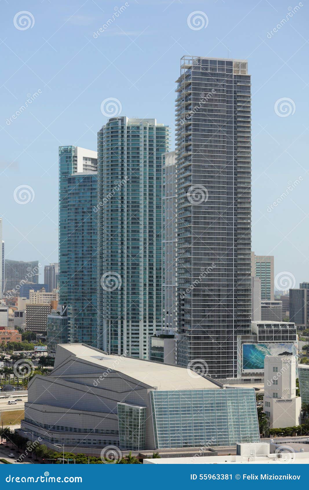 Downtown Miami Highrise Architecture Stock Image - Image of tower ...