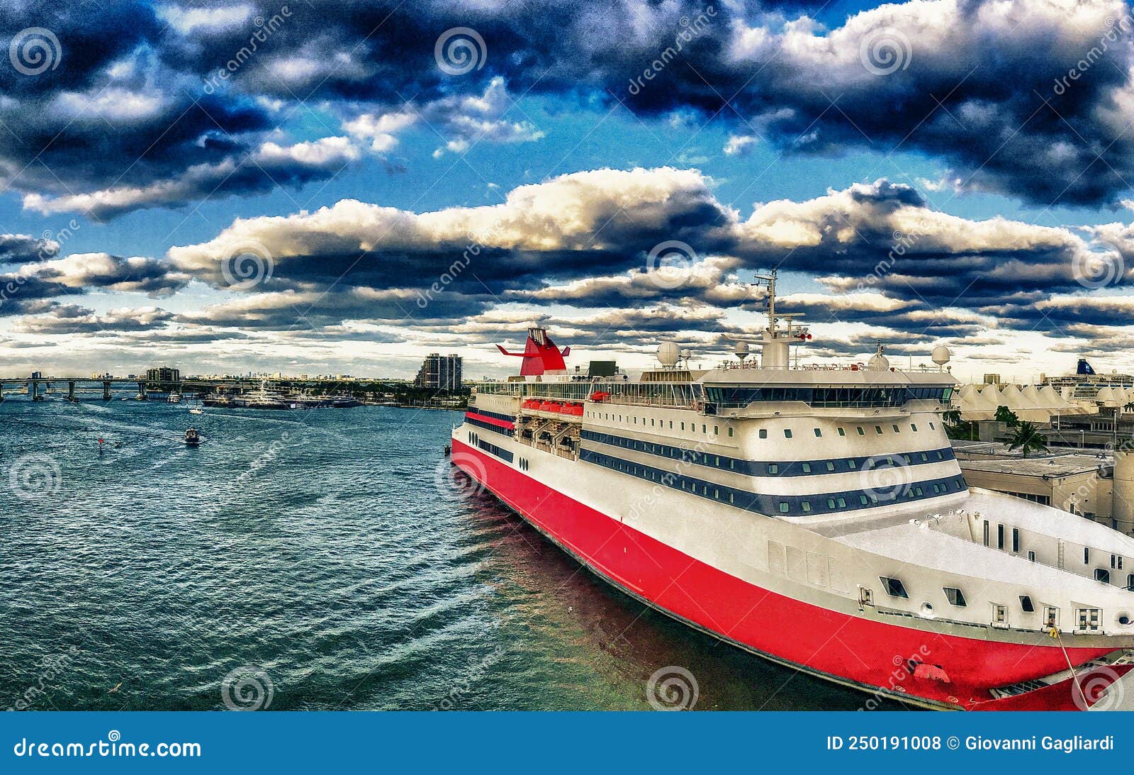 Downtown MIami at Sunset from Port Boulevard Stock Photo - Image of ...