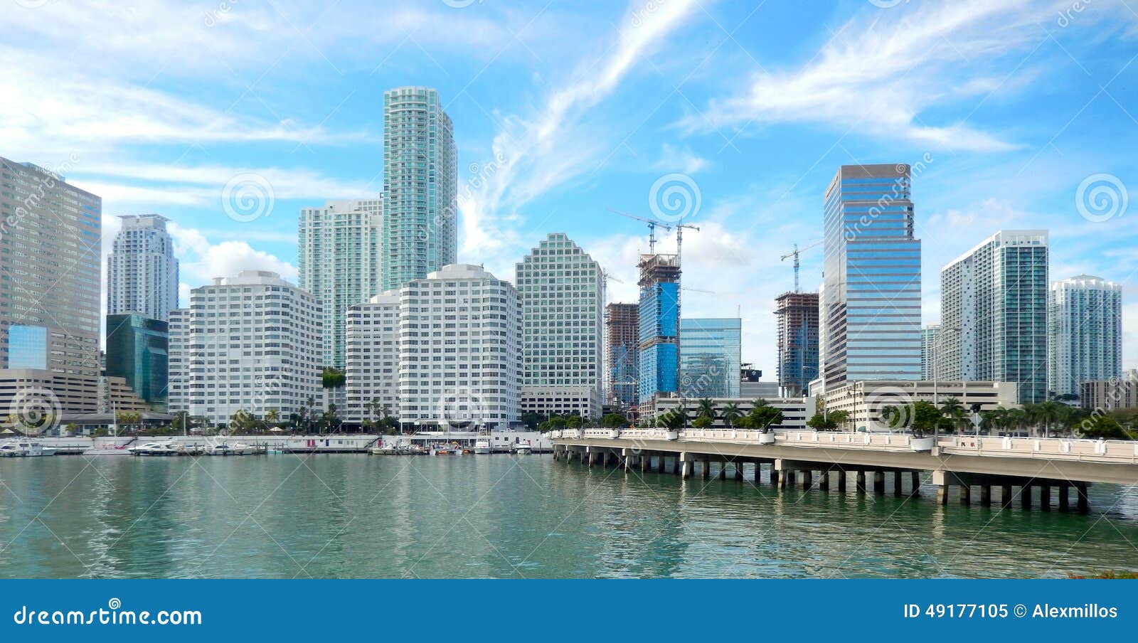Downtown Miami View Along Biscayne Bay Stock Image - Image of beautiful ...