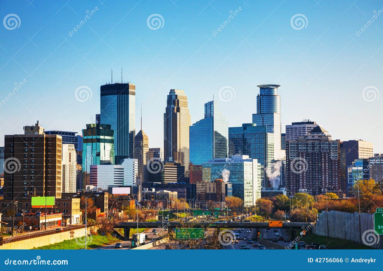 Downtown Minneapolis, Minnesota Stock Photo - Image of sunrise ...