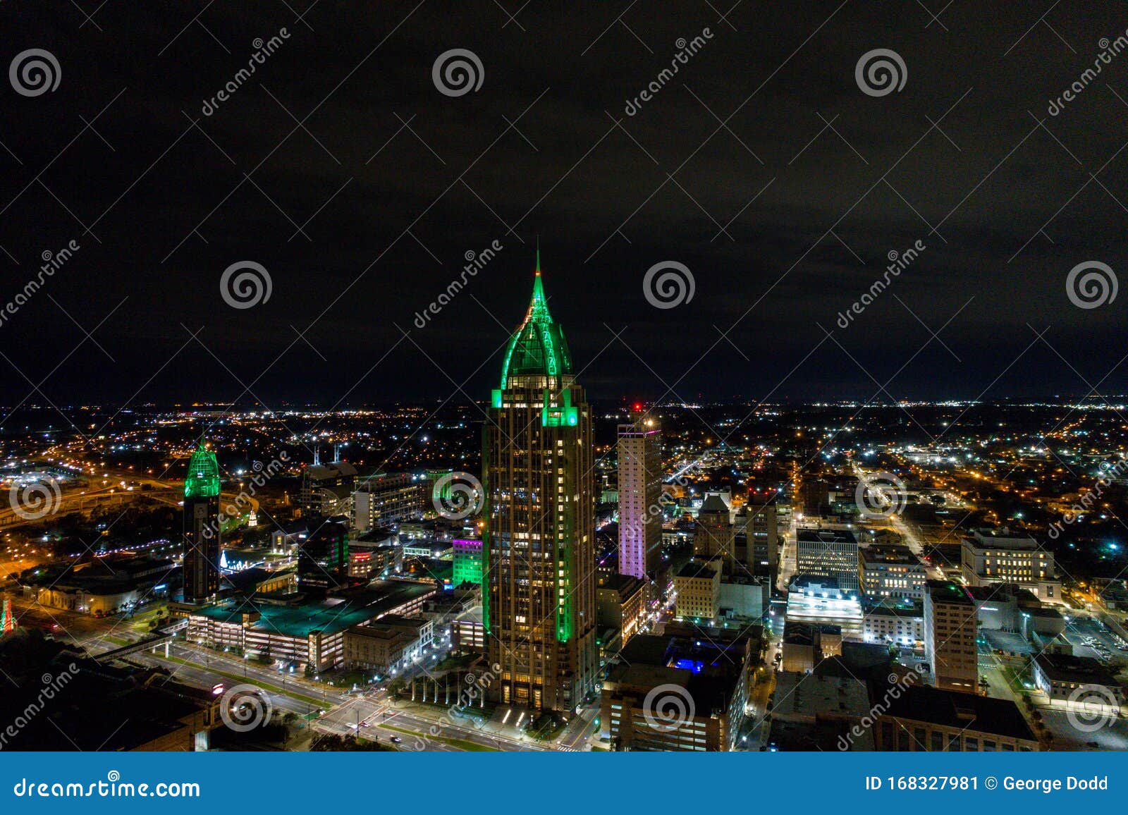 Downtown Mobile, Alabama Riverside at Night Stock Image - Image of ...