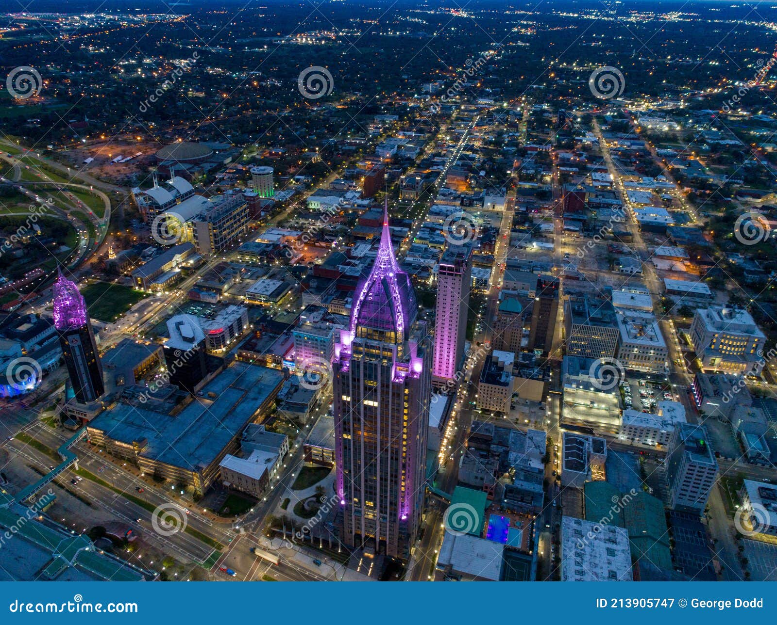 Downtown Mobile, Alabama at Sunset Stock Image - Image of downtown ...